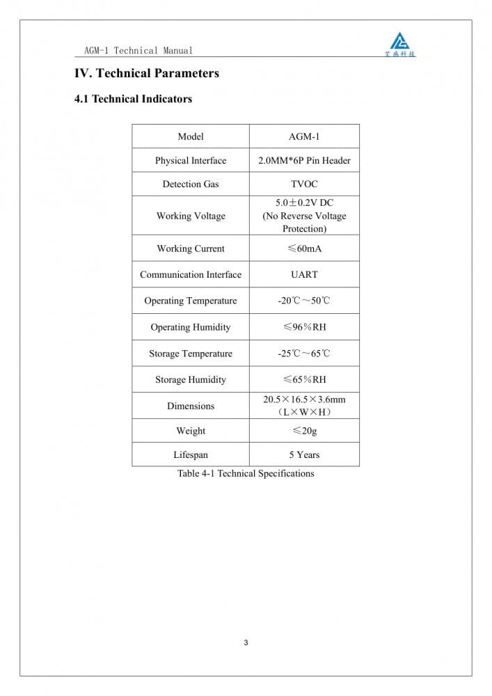 AGM001 technical manual page 5