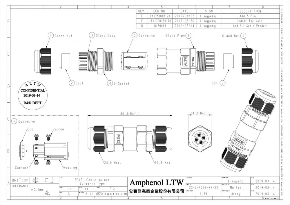 Amphenol SC-L-PG12 drawing sheet 1