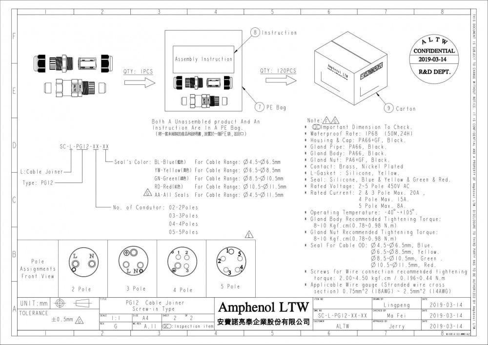 Amphenol SC-L-PG12 drawing sheet 2