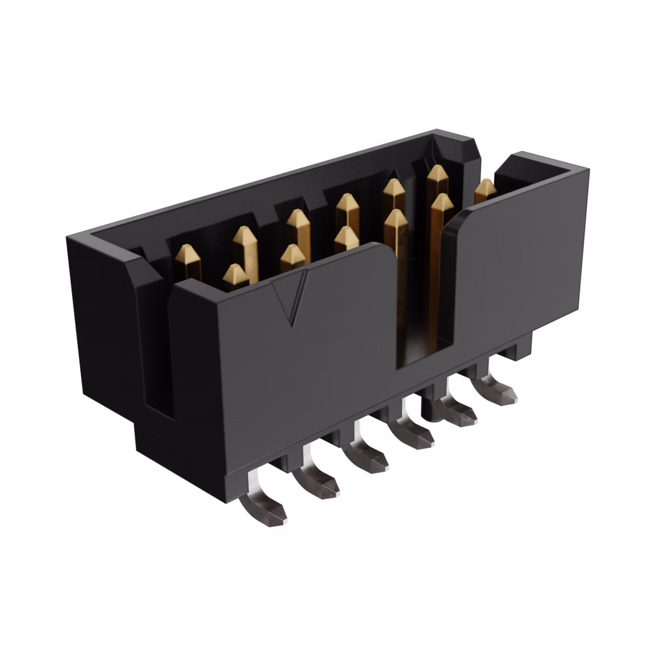 2.00mm Pitch, Milli-Grid PCB Header, Dual Row, Vertical, Surface Mount, Shrouded, 12 Circuits, 0.38µm Gold (Au) Plating, Dual Side Slots, Center Polarization, with Single Peg, Tube for sale