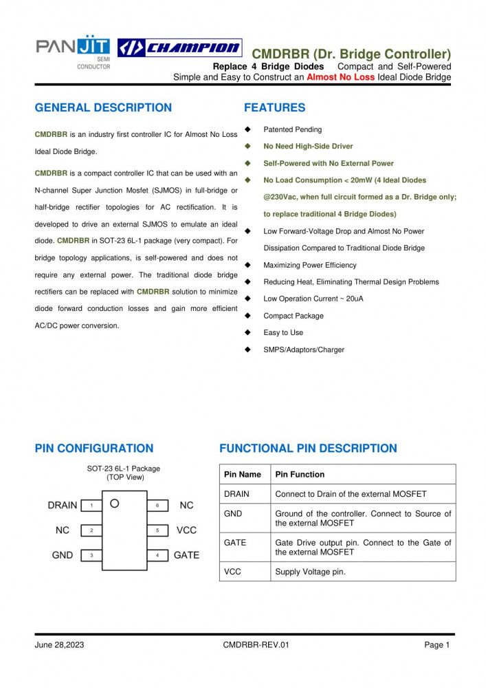CMDRBR datasheet page 1