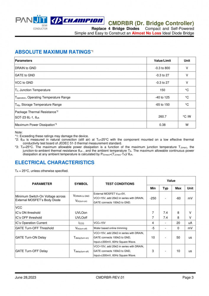 CMDRBR datasheet page 3