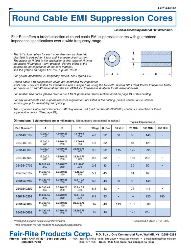 Fair-Rite technical document page 1