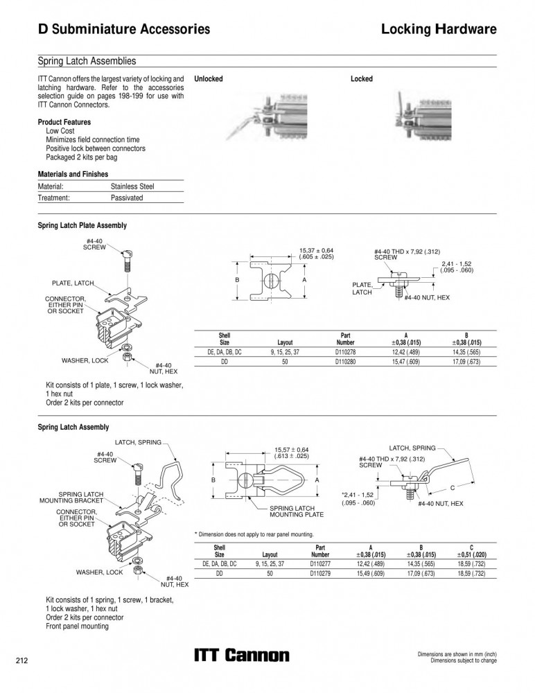 ITT Cannon D110278 Spring Latch Plate Assembly technical document page 2