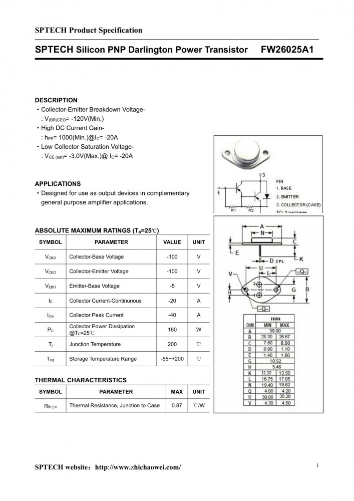 FW26025A1 datasheet page 1