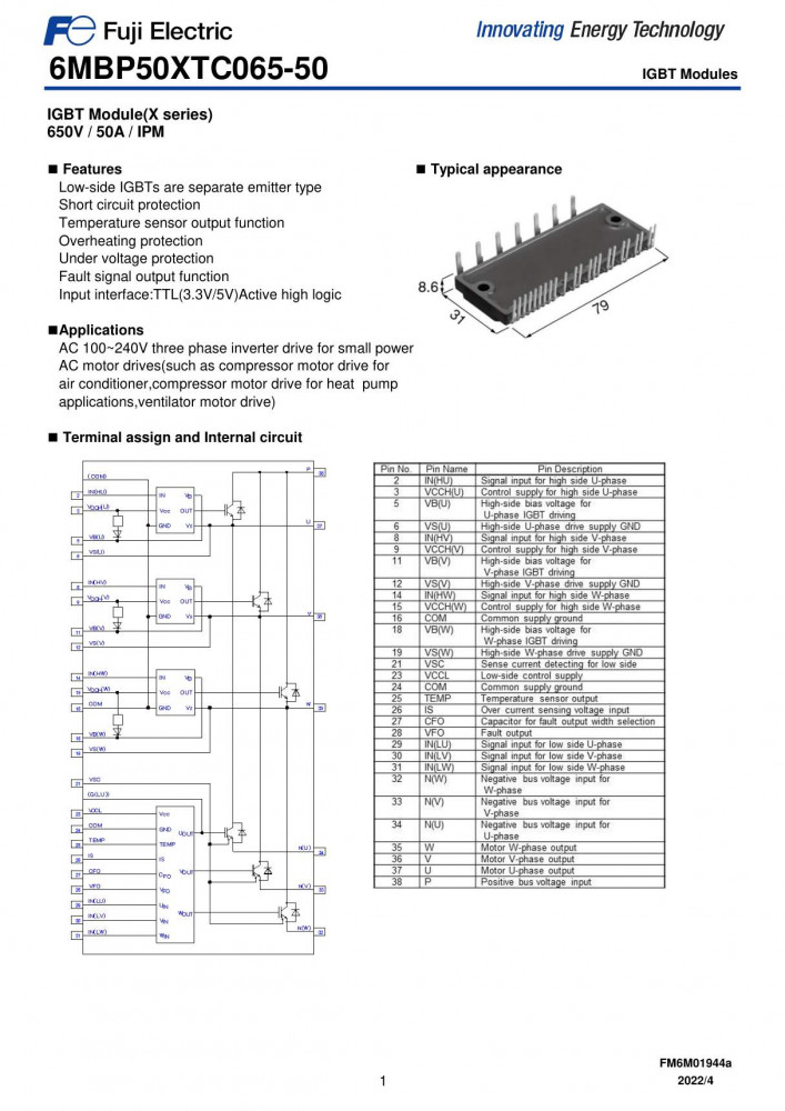 6MBP50XTC065-50 datasheet page 1