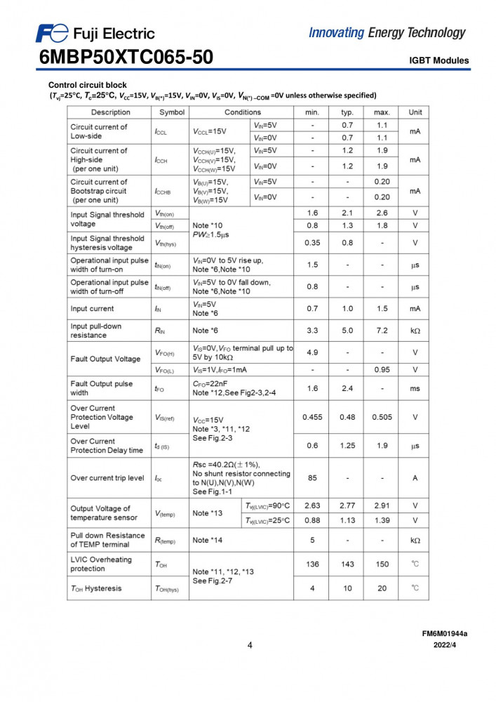 6MBP50XTC065-50 datasheet page 4