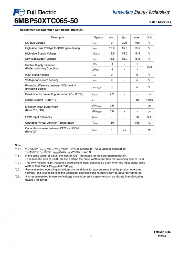 6MBP50XTC065-50 datasheet page 7
