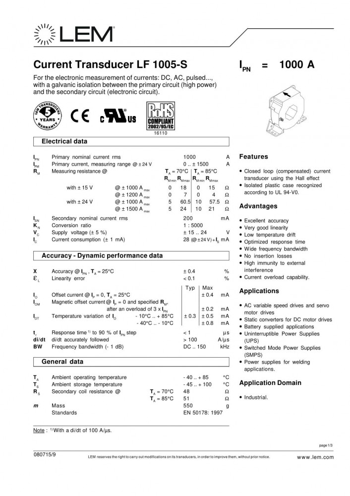 LF 1005-S/SP21 datasheet page 1