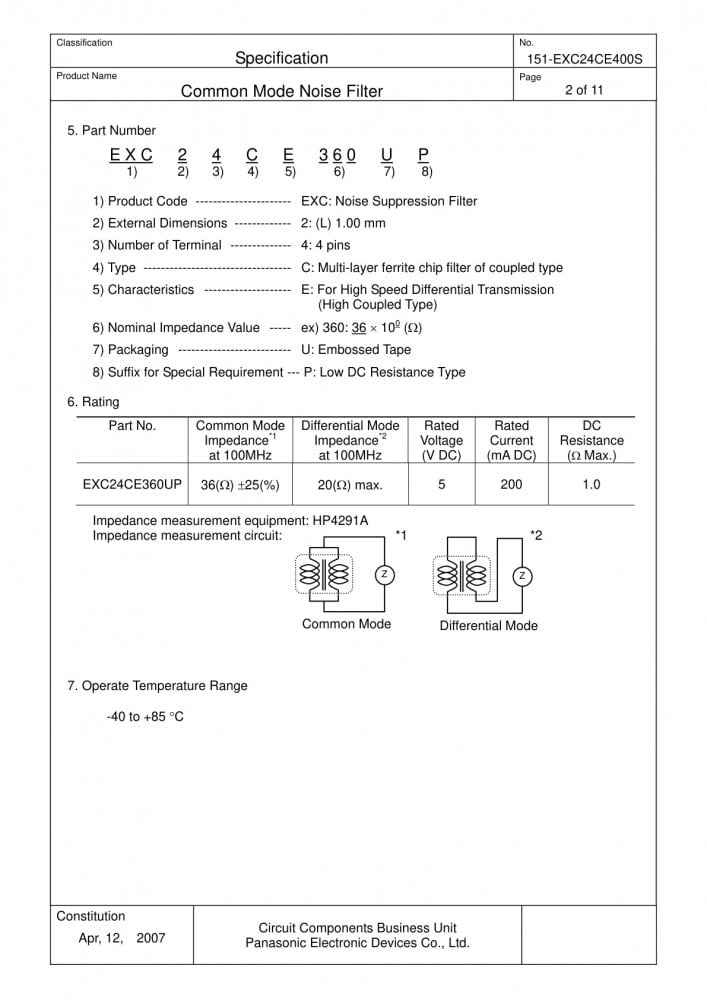 EXC24CE360UP specification page 3