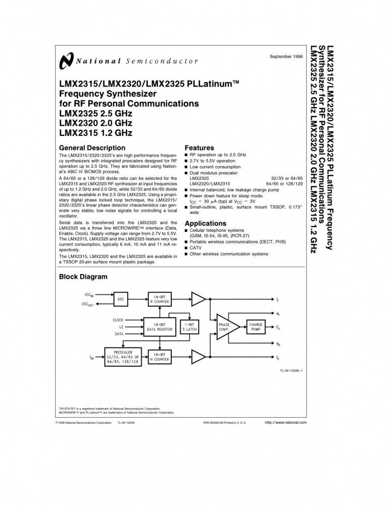 LMX2315WG/BXA datasheet page 3
