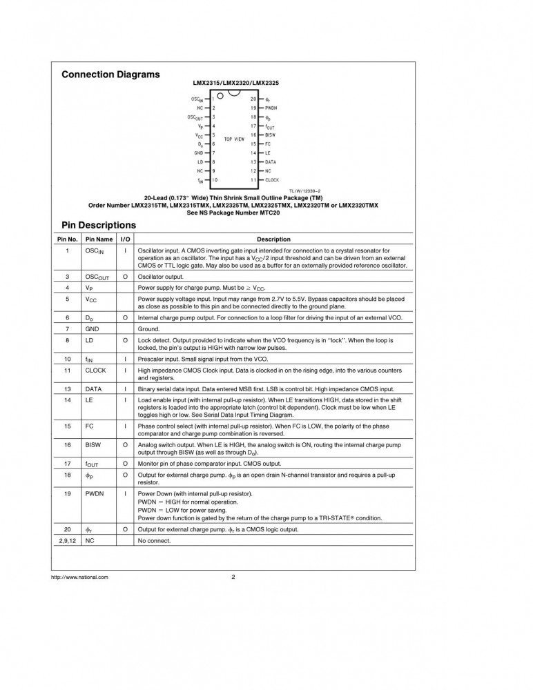 LMX2315WG/BXA datasheet page 4