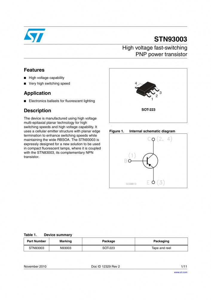 STN93003 datasheet page 1