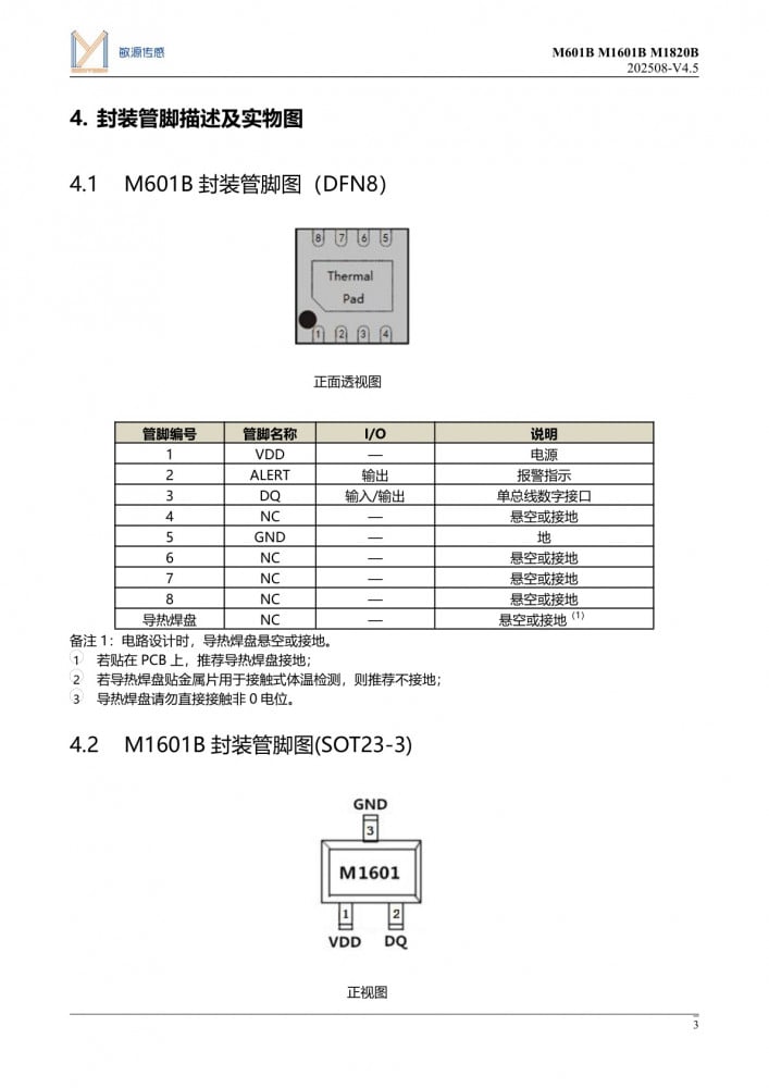 M1601B datasheet page 3