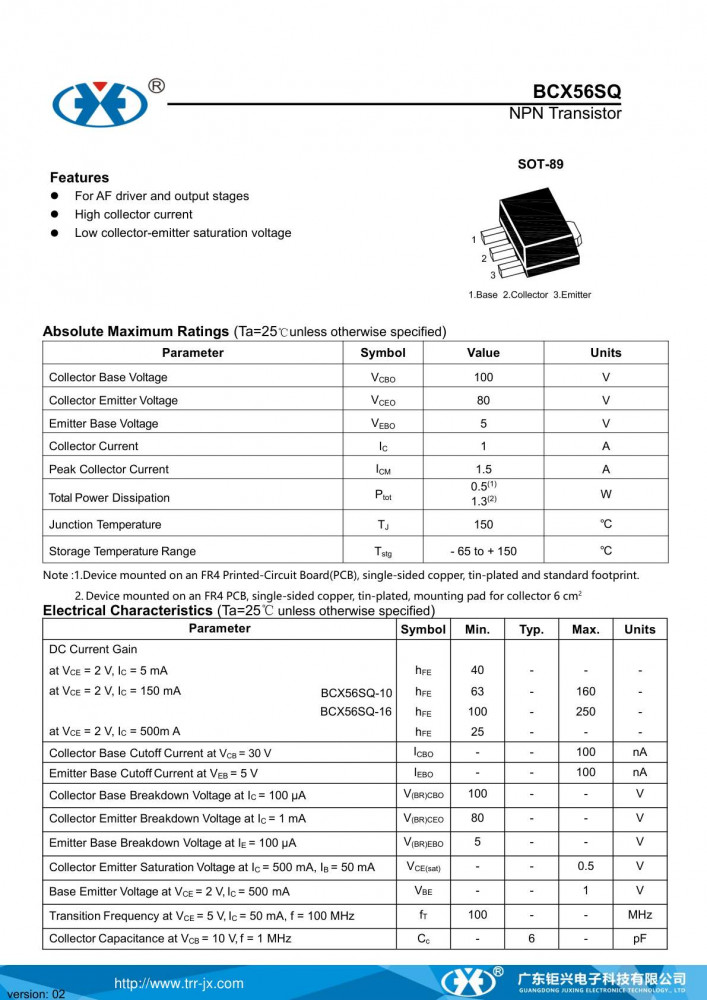 BCX56SQ-16 datasheet page 1