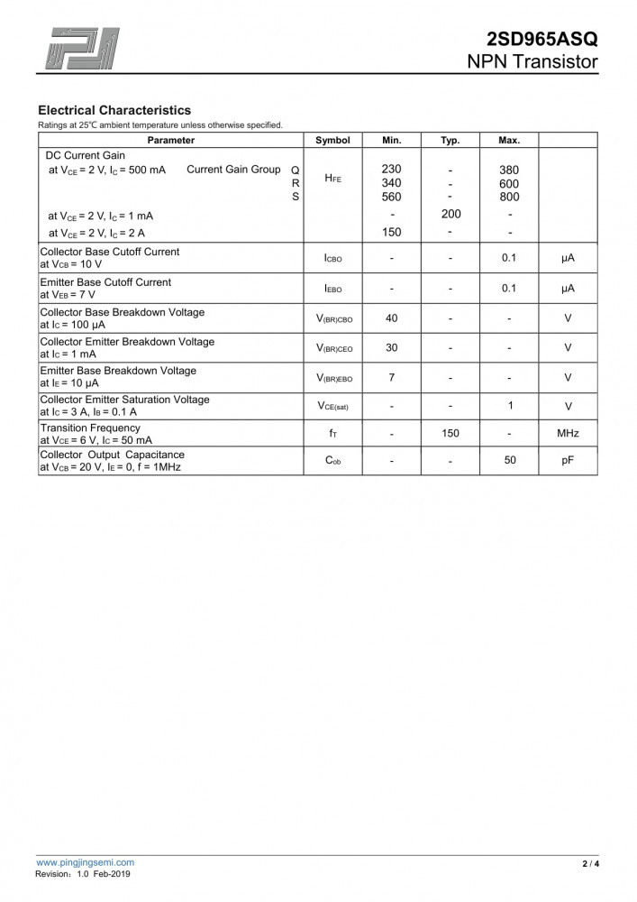 2SD965ASQ-R datasheet page 2