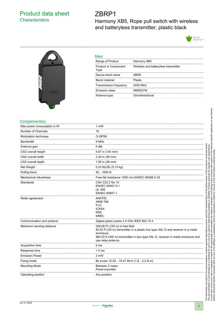 ZBRP1 technical document page 1