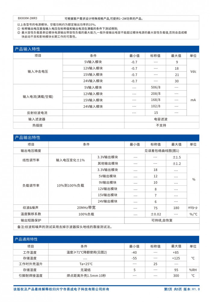 EVISUN B1212M-2WR3 datasheet page 2