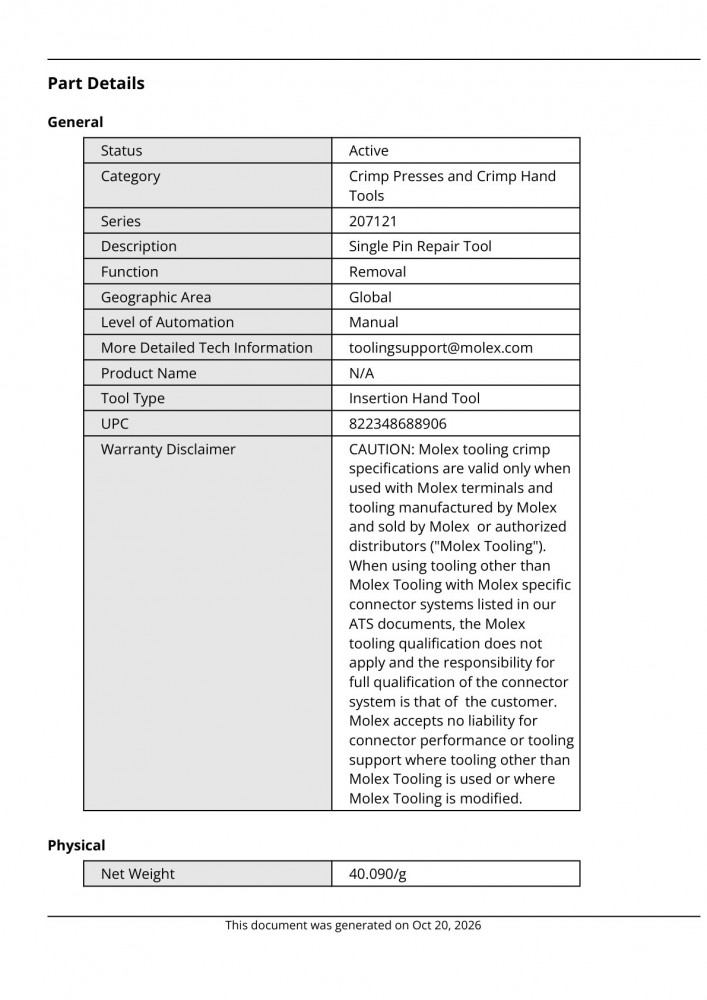 Tooling document page 2 for MOLEX 622022090