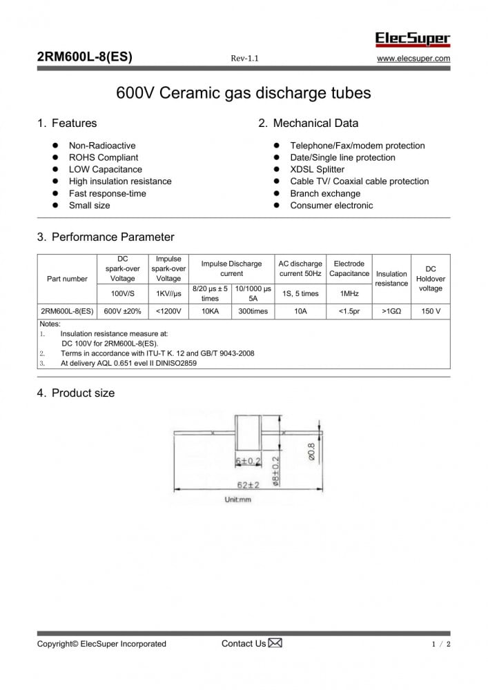 2RM600L-8(ES) datasheet page 1