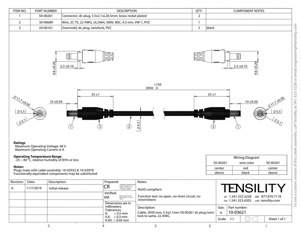 Technical drawing for Tensility International part 10-03621