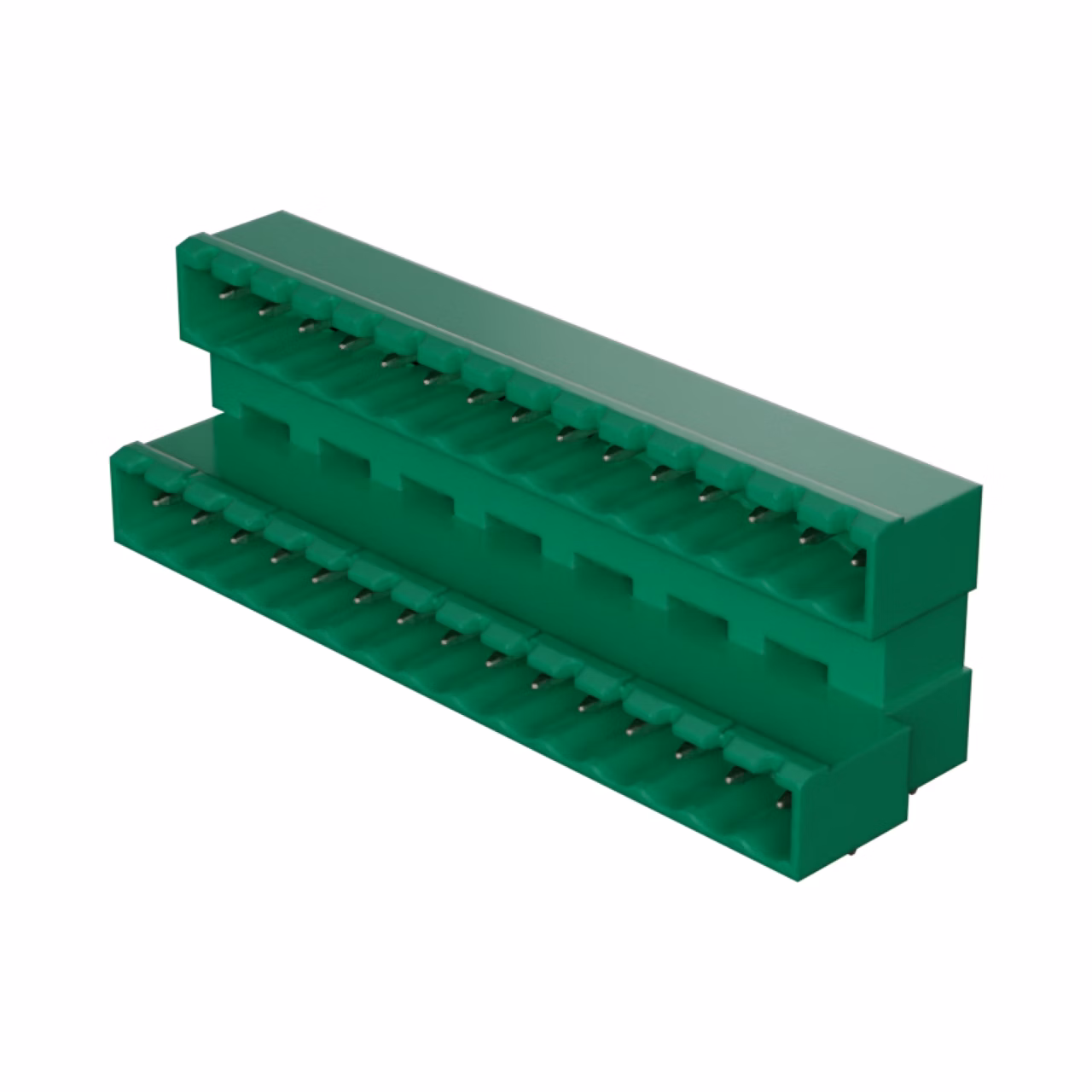 5.00mm Pitch Eurostyle Horizontal Dual Level PCB Header, Closed Ends, Green Housing, 30 Circuits for sale