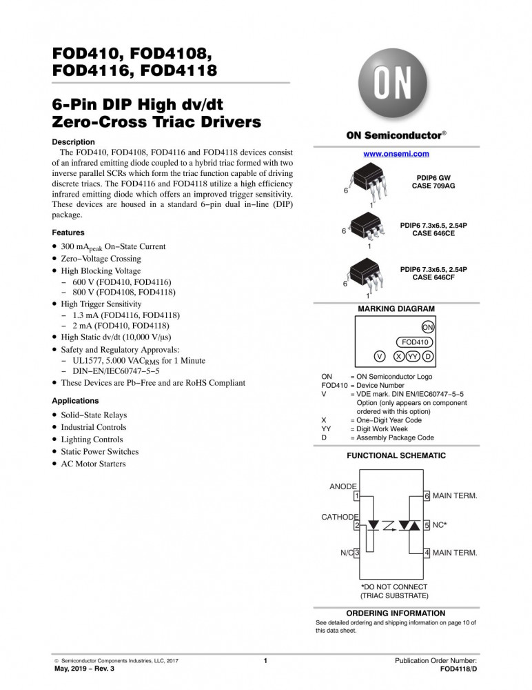 FOD4108 datasheet page 1