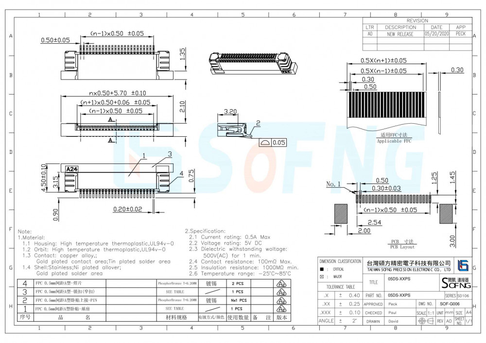 SOFNG 05DS-26PS technical drawing preview