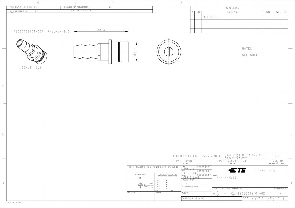 TE Connectivity T2090002101-001 drawing page 2