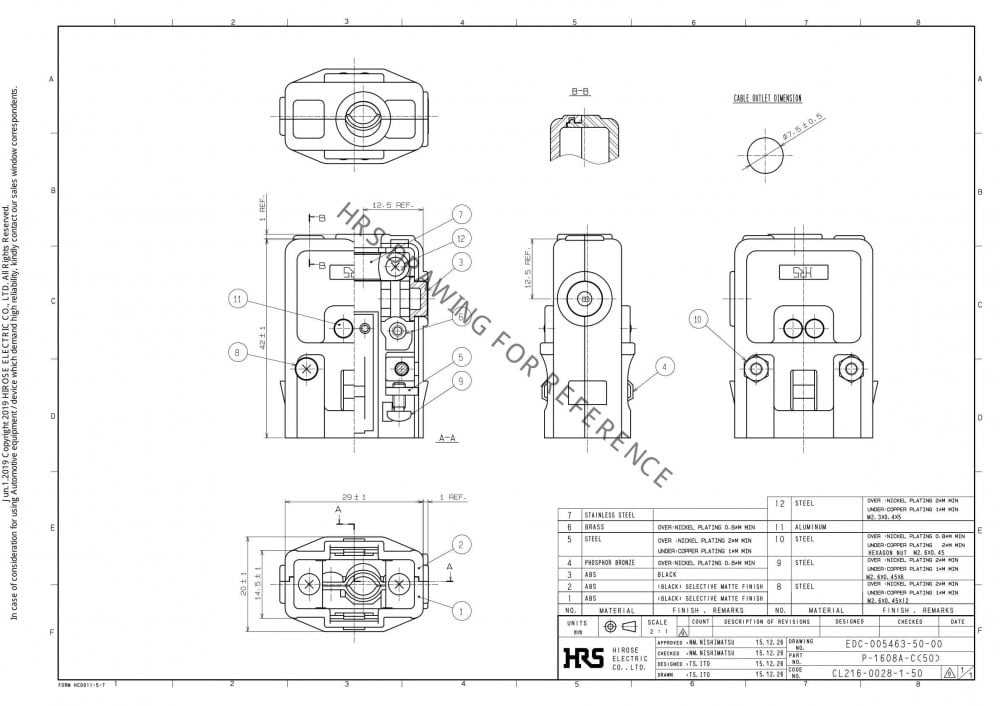 HRS P-1608A-C(50) technical drawing preview