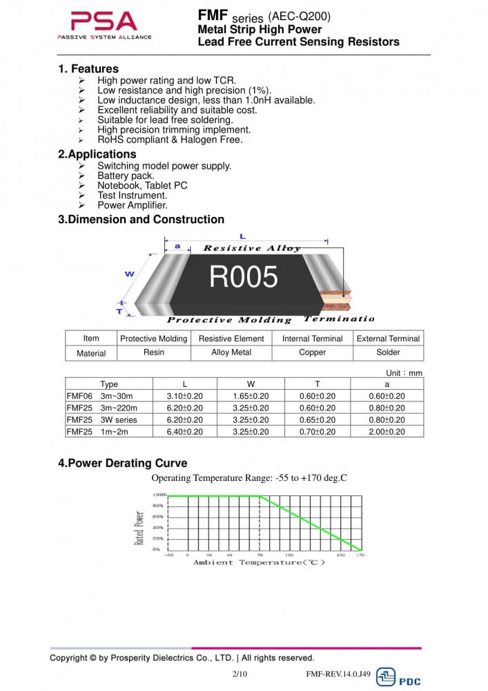PSA FMF series datasheet page 3