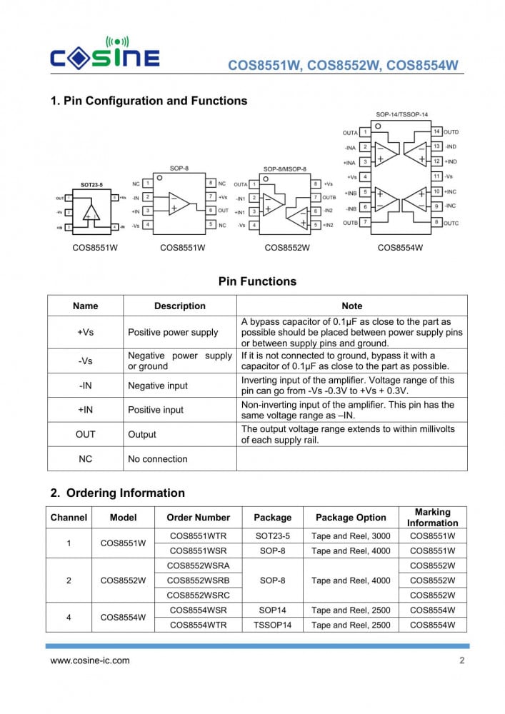 COS8552W datasheet page 2