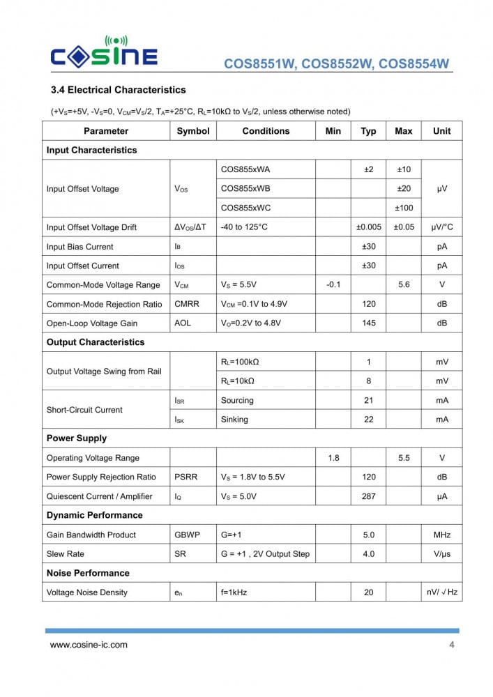 COS8552W datasheet page 4