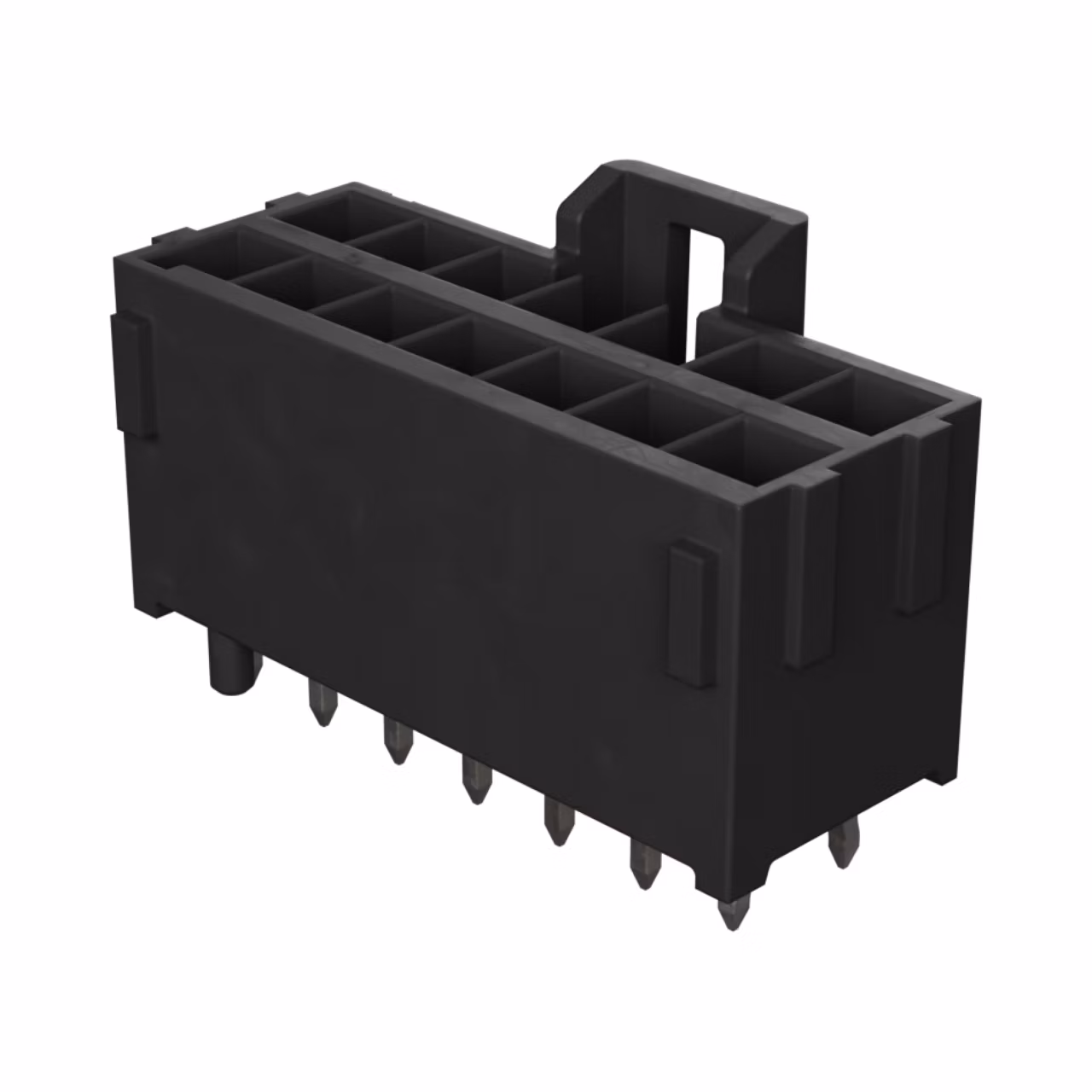 Ultra-Fit Vertical Header, 3.50mm Pitch, Dual Row, 14 Circuits, with Kinked Pins, 0.76µm Gold (Au) Plating, Black, Glow-Wire Capable, Tray for sale