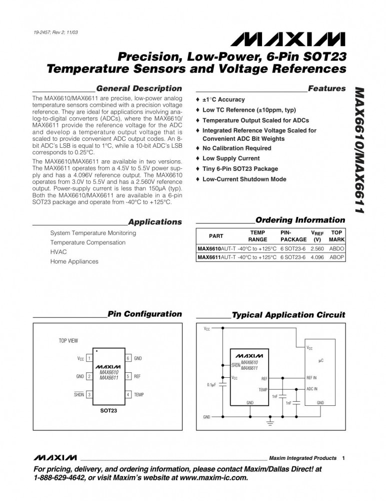 MAX6610 document page 1