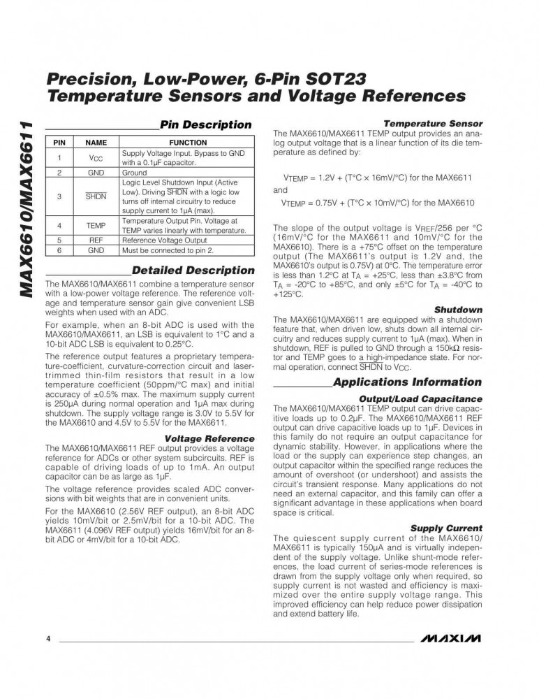 MAX6610 document page 4