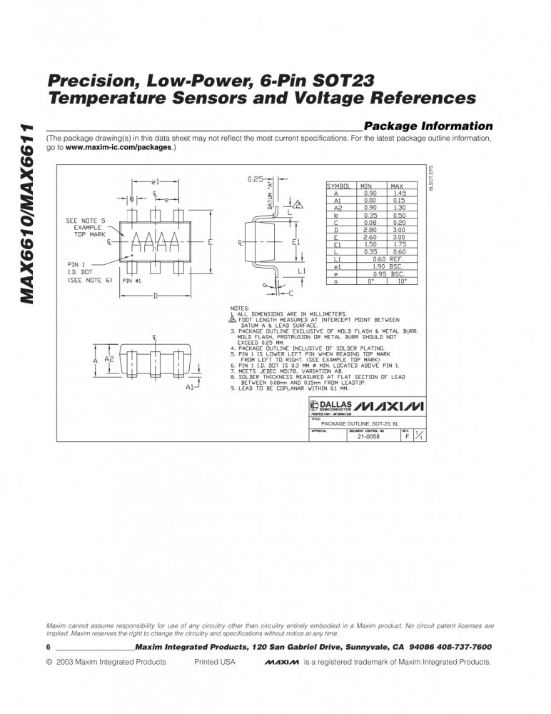 MAX6610 document page 6