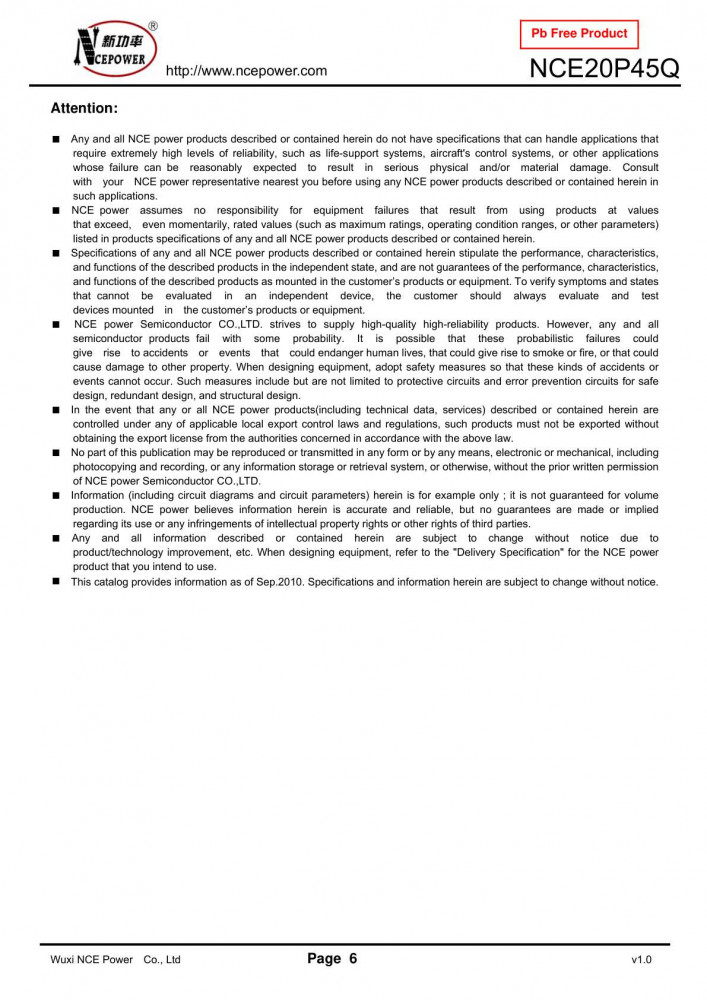 NCE20P45Q datasheet page 6