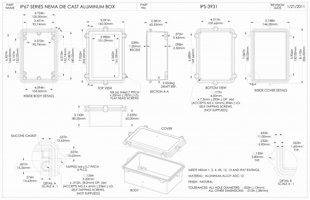 Bud Industries IPS-3931 technical drawing page