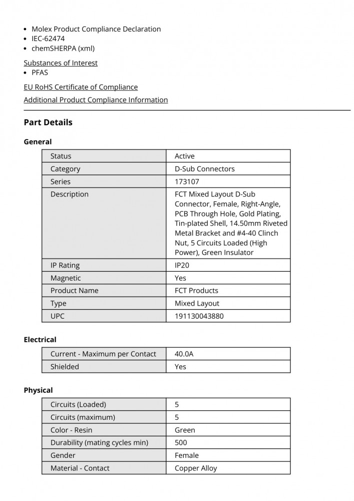MOLEX 1731070644 product documentation, page 2