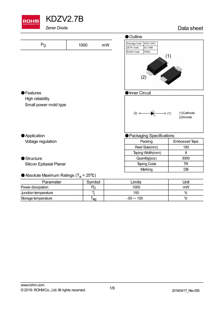 KDZVTR2.7B datasheet page 1