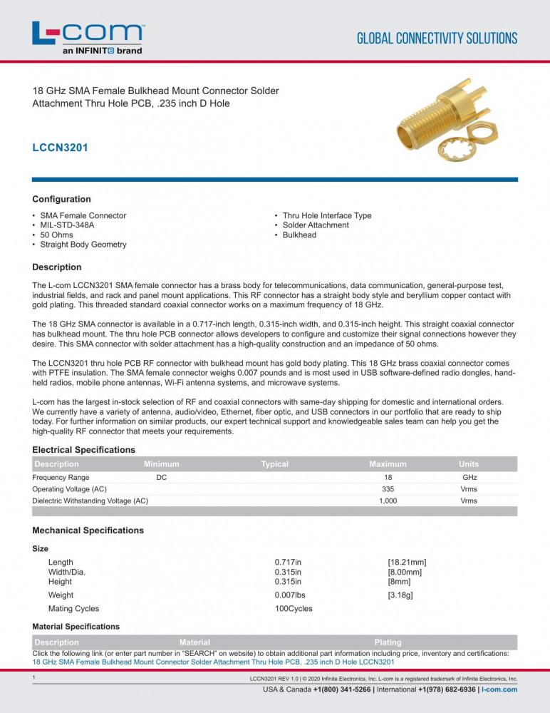 L-com LCCN3201 technical document page 1