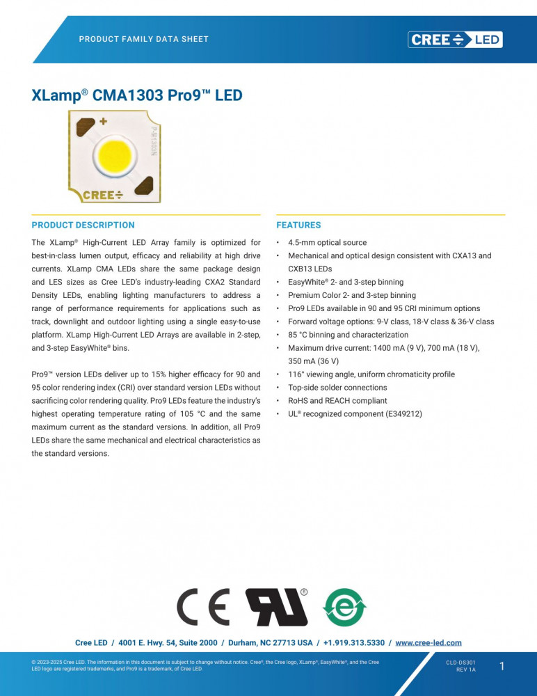 CMA1303 Pro9 datasheet page 1