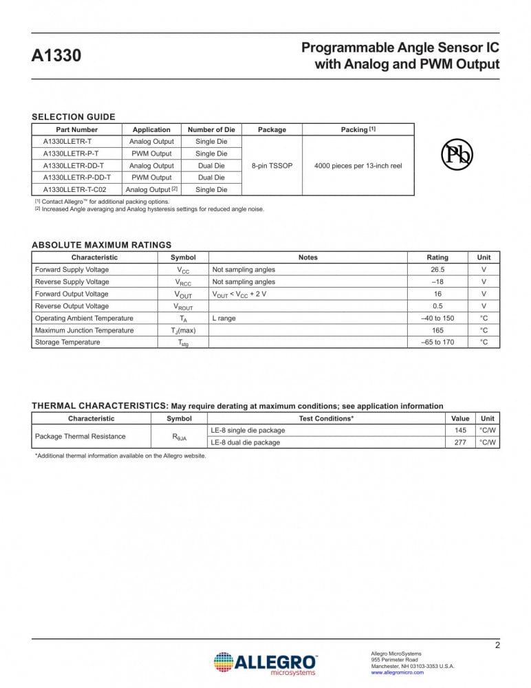 A1330 datasheet page 2