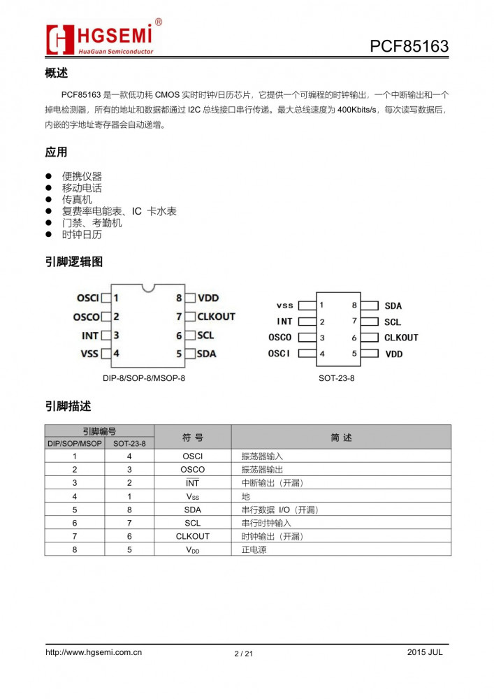 PCF85163 datasheet page 2