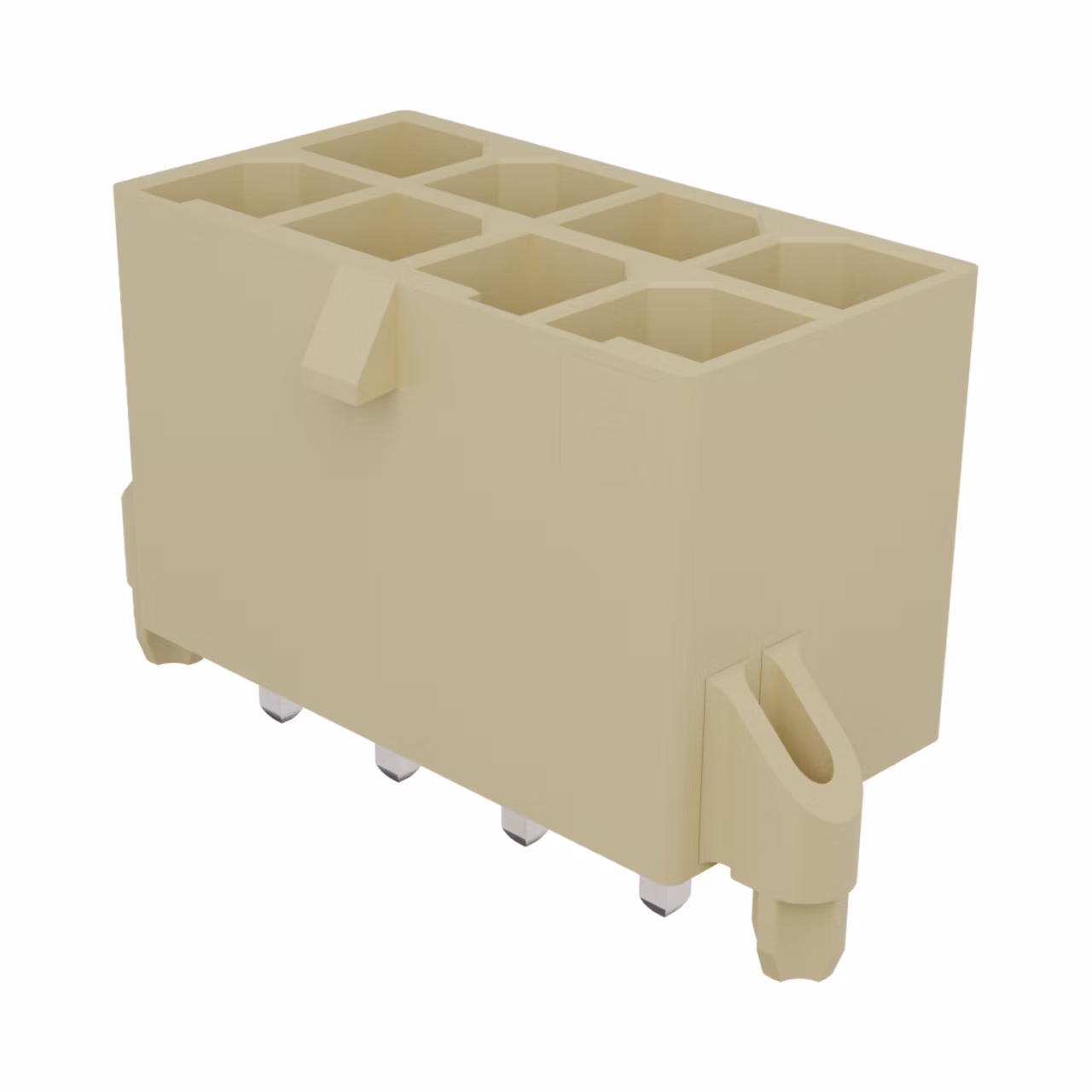 Mega-Fit ColorLock Vertical Header with Crush Pegs, 5.70mm Pitch, Through Hole, Dual Row, 8 Circuits, Matte Tin (Sn) Plating, 3.73mm Tail Length, Glow-Wire Capable, Tray, Natural for sale