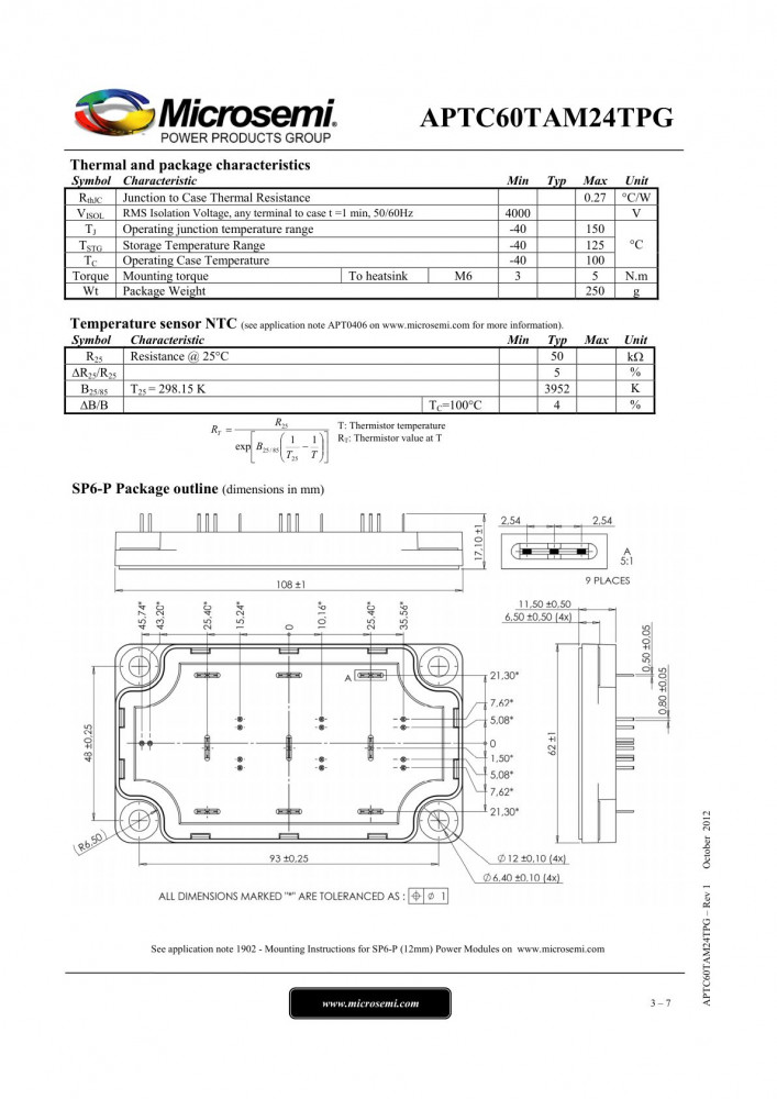 APTC60TAM24TPG datasheet page 3