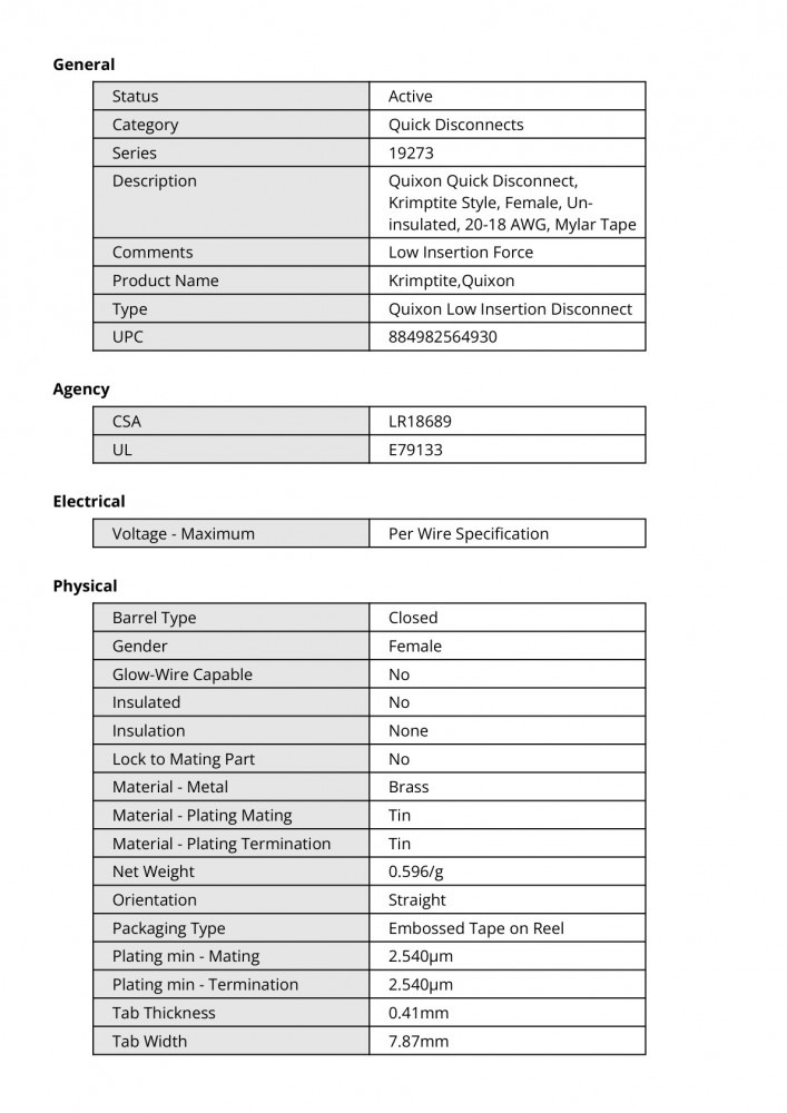 Technical document page 2 for Molex 192730009