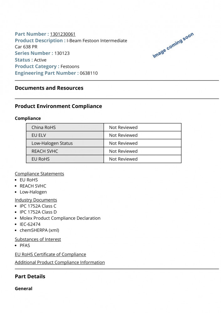 Technical document image for MOLEX 1301230061, page 1