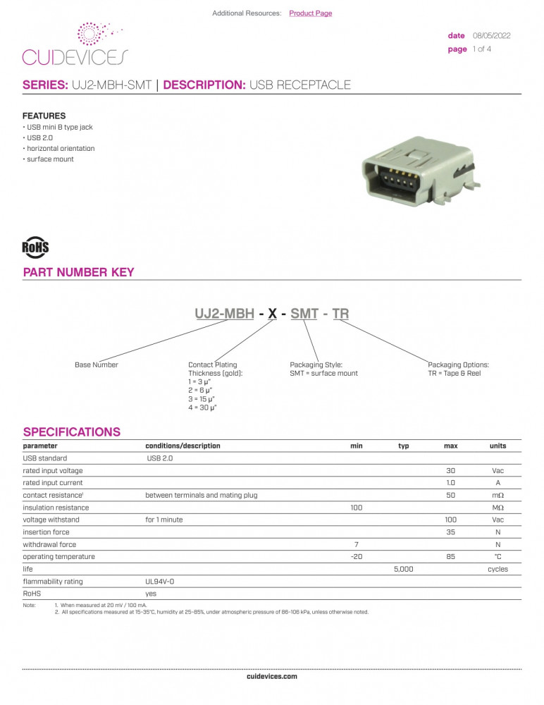 UJ2-MBH-2-SMT-TR datasheet page 1